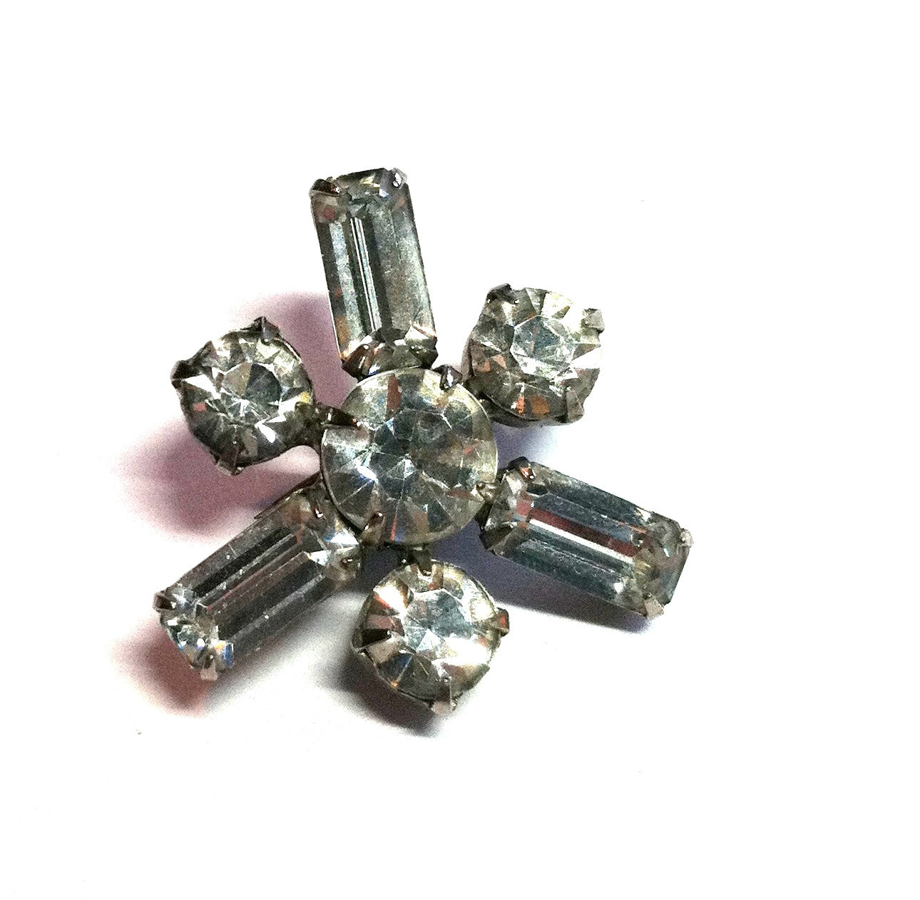 Dainty Bold Atomic Star Shaped Rhinestone Mini Brooch circa 1950s ...